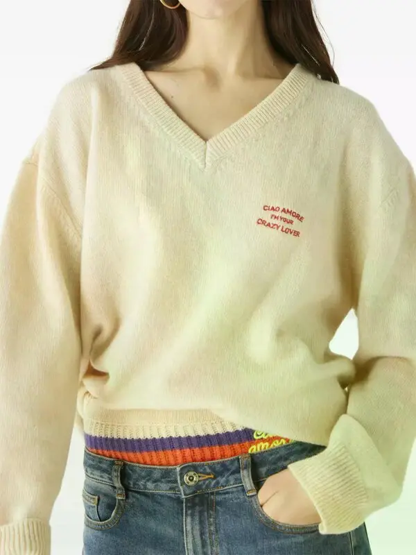 Giada Benincasa Crazy Lover V-neck Sweater - Neutrals