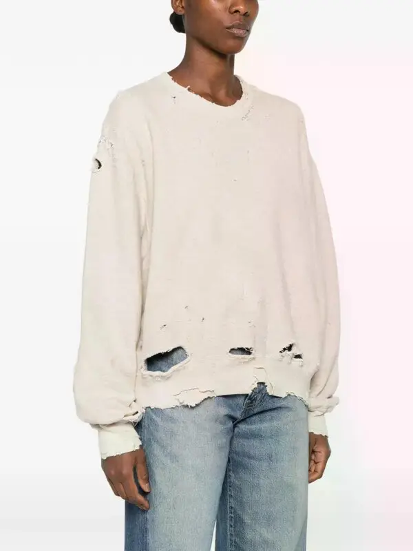 KURO Distressed Crew-neck Sweater