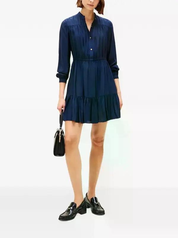 Tommy Hilfiger Diamond-flag-jacquard Gathered Mini Dress - Blue
