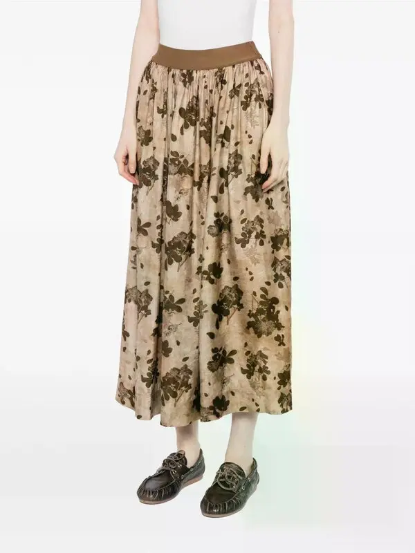 UMA WANG Floral-print Gathered Skirt