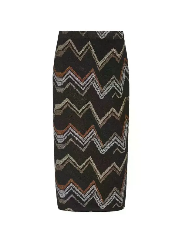 MARIE OLIVER Lizette Chevron-knit Midi Skirt