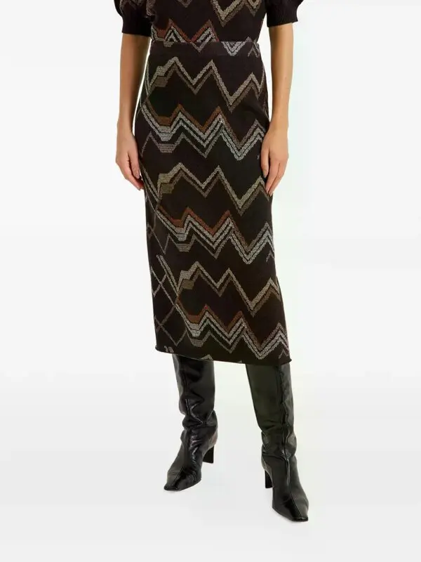 MARIE OLIVER Lizette Chevron-knit Midi Skirt