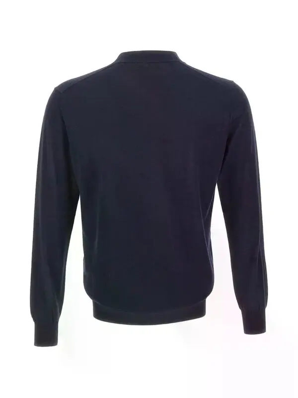 KANGRA Ribbed-trim V-neck Cardigan - Blue