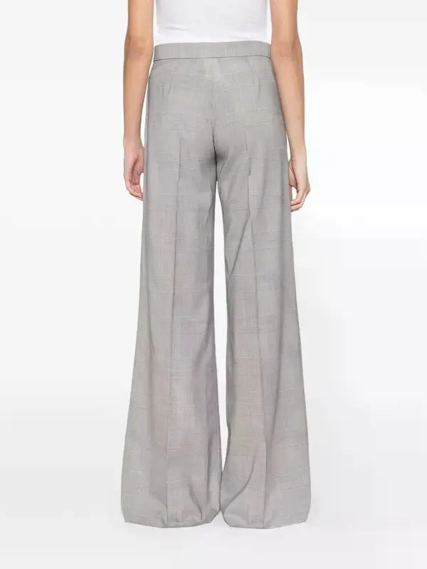 Max Mara Glen Plaid Wool Trousers Olive