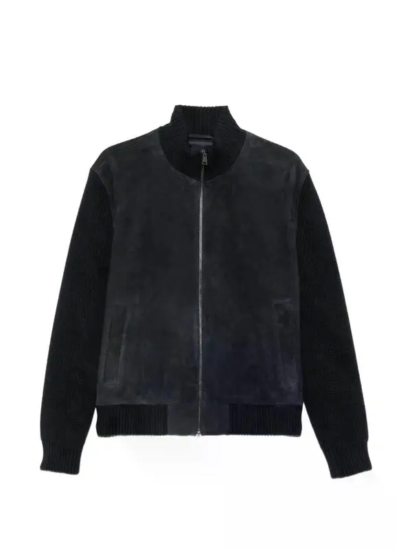 BOSS Suede Panelled Jacket - Blue