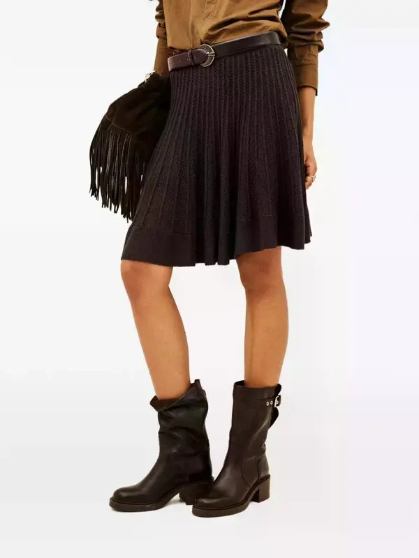 Ba&sh Penelope Pointelle-knit Mini Skirt