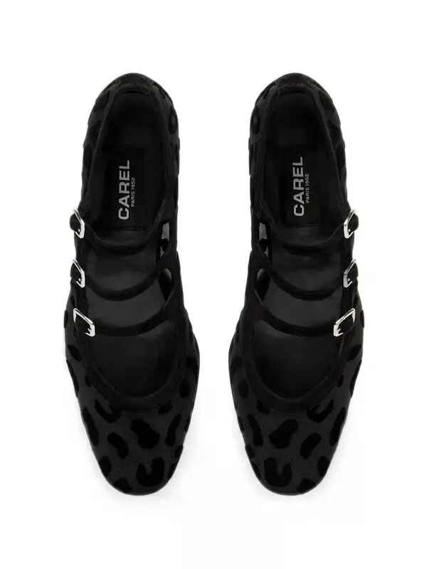 CAREL Ariana Jaguar-pattern Mesh Ballet Flats - Black