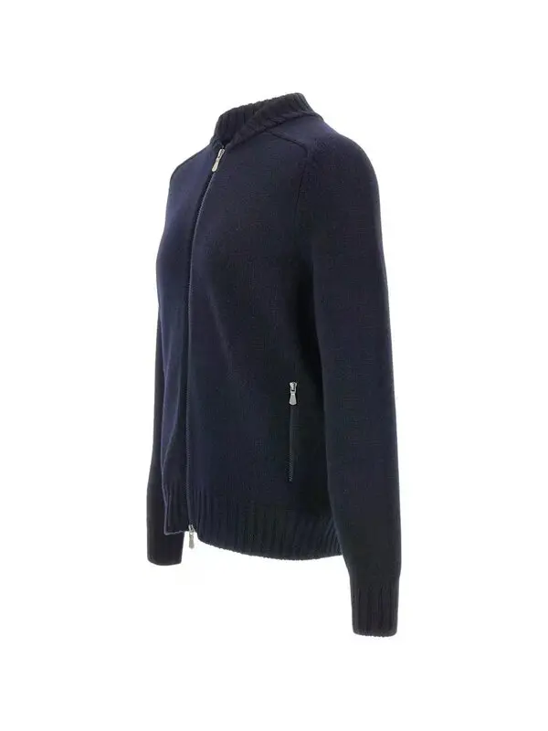 GRAN SASSO Super Geelong Zip-up Ribbed Cardigan