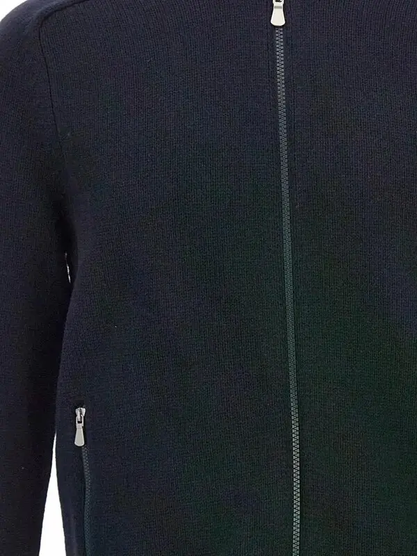 GRAN SASSO Super Geelong Zip-up Ribbed Cardigan