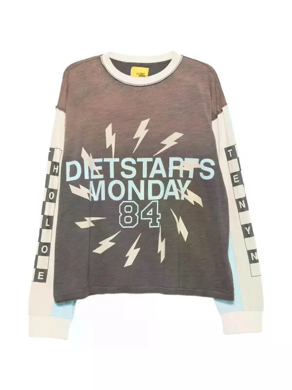 DIET STARTS MONDAY Graphic-print Panelled Long-sleeved T-shirt