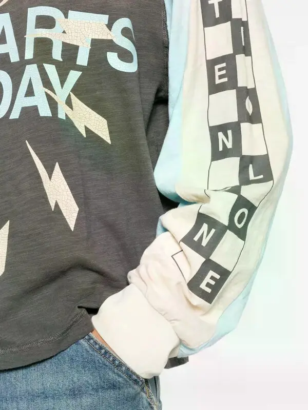 DIET STARTS MONDAY Graphic-print Panelled Long-sleeved T-shirt