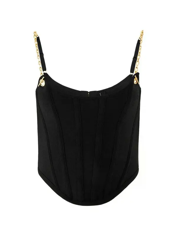 Guess Aisha Chain-link Strap Bustier Top - Black