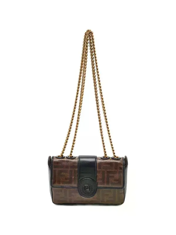 Fendi 2019 Zucca Monogram Chain-strap Crossbody Bag - Brown