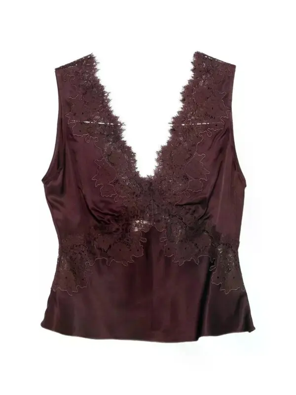 Rixo Emmie Lace-trim Top - Red