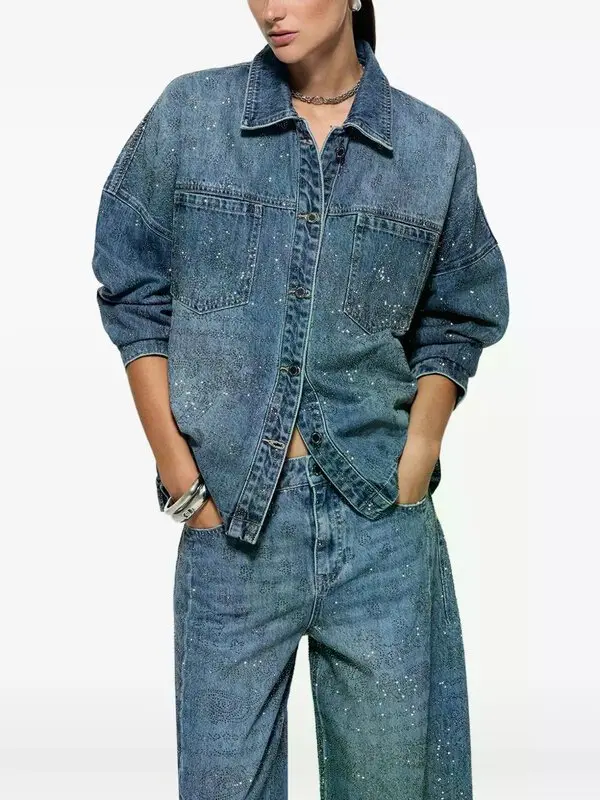 Liu Jo Oversized Jacket In Denim With Rhinestones