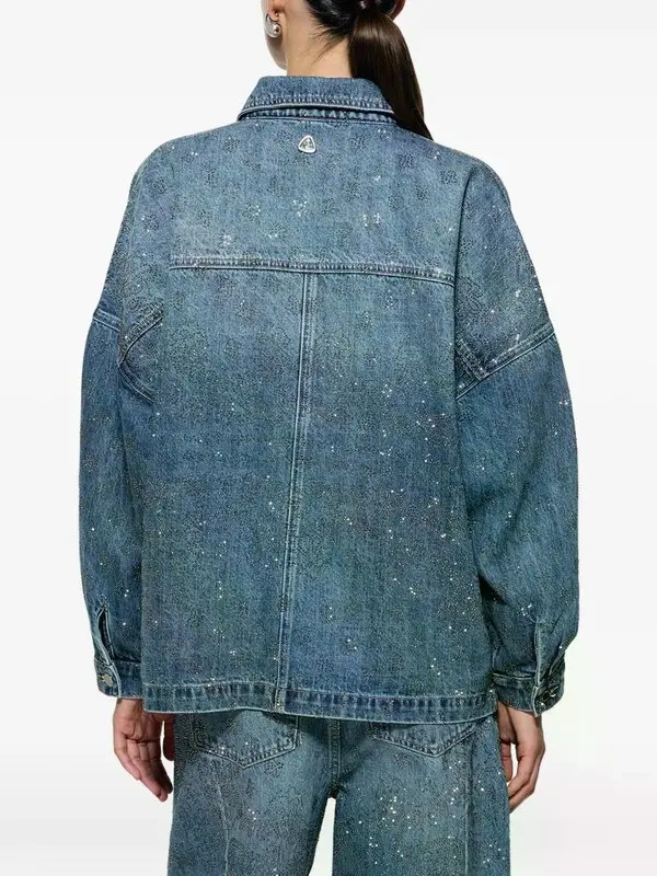 Liu Jo Oversized Jacket In Denim With Rhinestones
