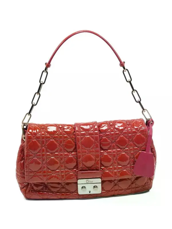Dior 2010 Medium New Lock Cannage Shoulder Bag - Red