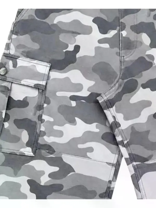 TRIPLE SEVENS Camouflage-print Leather Shorts