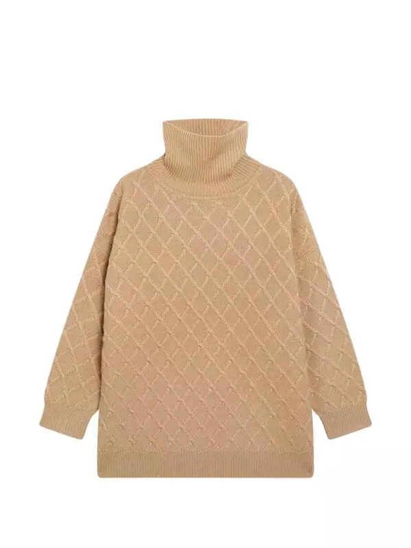 Max Mara Oversized Diamond Wool-and-cashmere Sweater Camel - Neutrals