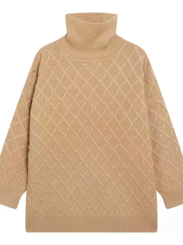 Max Mara Oversized Diamond Wool-and-cashmere Sweater Camel