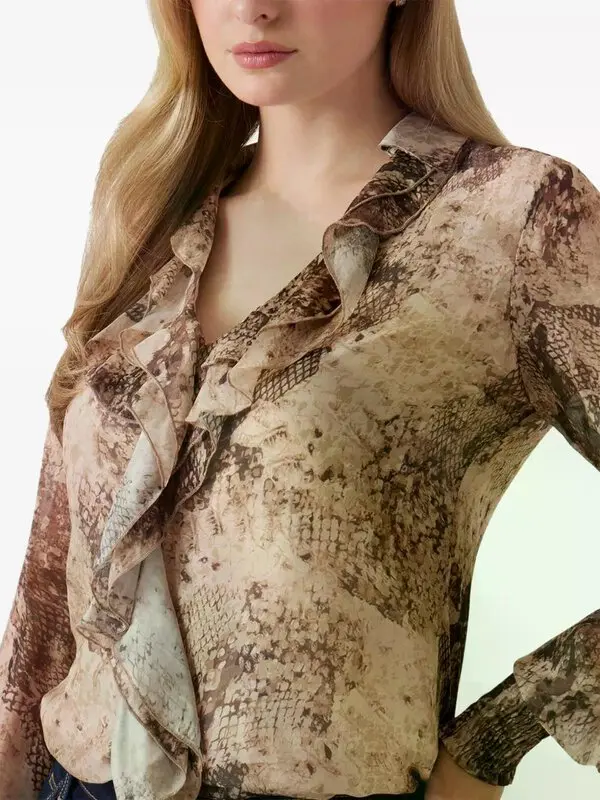 Guess Ruffled Snake-print Shirt