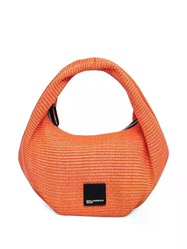 Karl Lagerfeld Small Woven Logo-patch Tote Bag - Orange