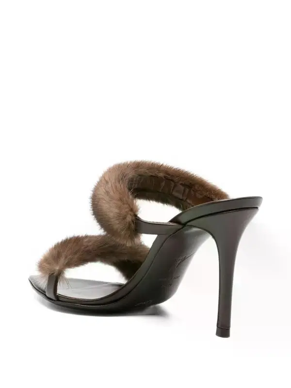 GIUSEPPE ZANOTTI Faux-fur Double-strap Mules - Brown