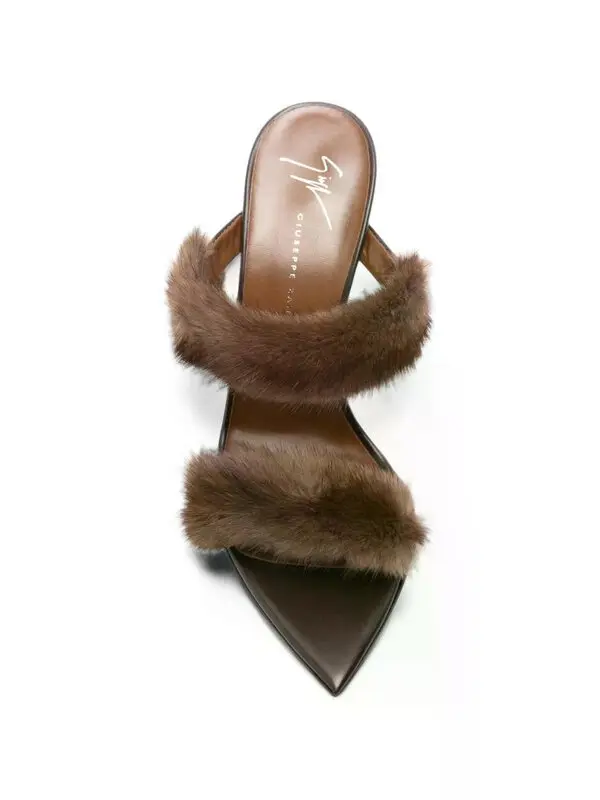 GIUSEPPE ZANOTTI Faux-fur Double-strap Mules