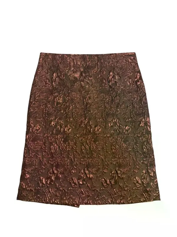 LUNATICA MILANO Floral-jacquard Pencil Mini Skirt - Brown