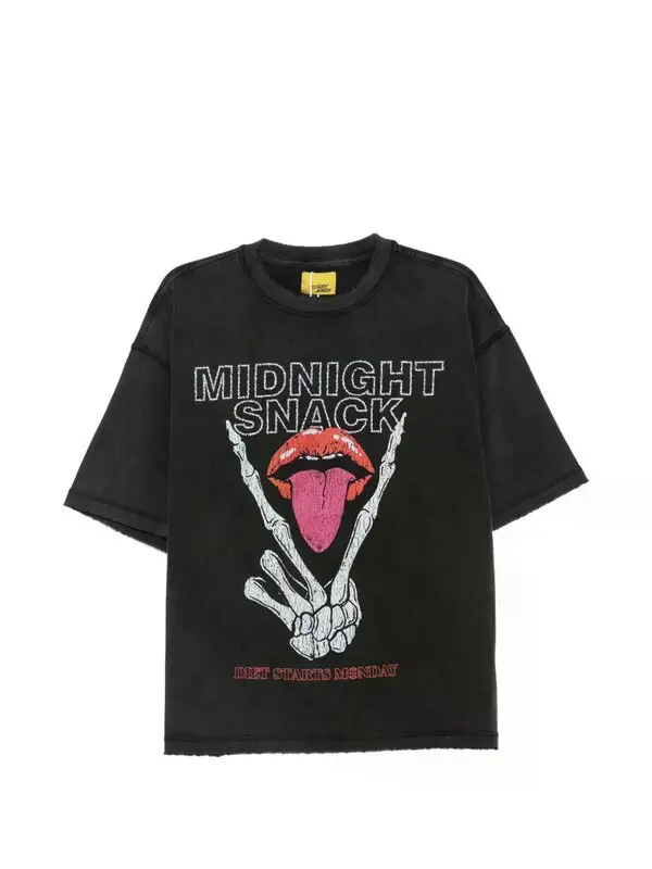 DIET STARTS MONDAY Graphic-print Raw-edge T-shirt