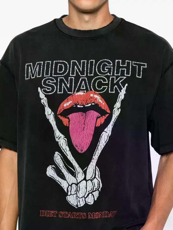 DIET STARTS MONDAY Graphic-print Raw-edge T-shirt