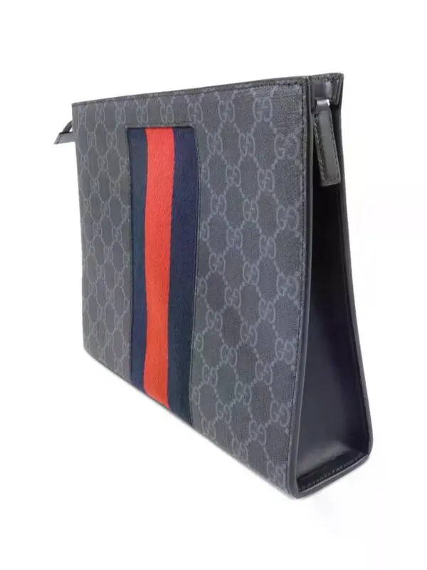 Gucci Gg Supreme Web Stripe Clutch Bag