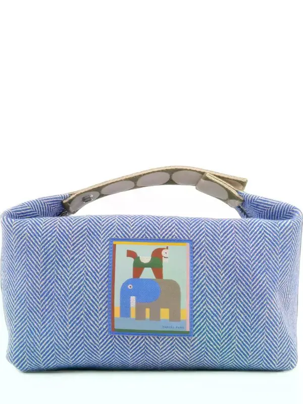 Hermès Animaux Blocks Herringbone Tote Bag - Blue