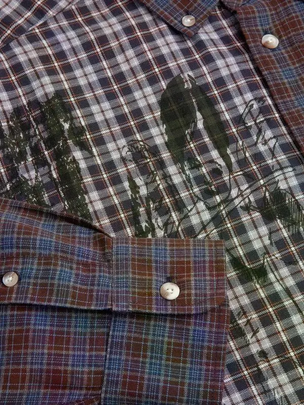POLAR SKATE CO Ben Ls Violin Panelled Checked Shirt