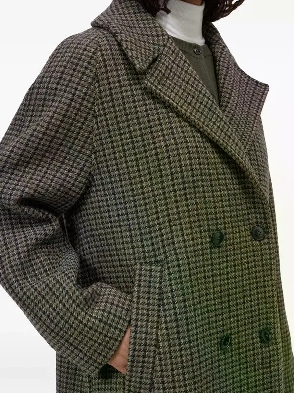 Closed Double-breasted Checked Coat
