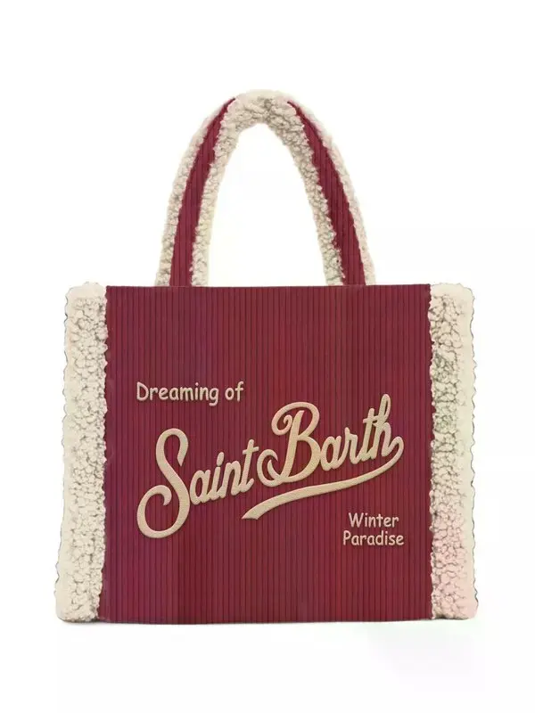 MC2 SAINT BARTH Corduroy Shearling-trim Tote Bag - Red