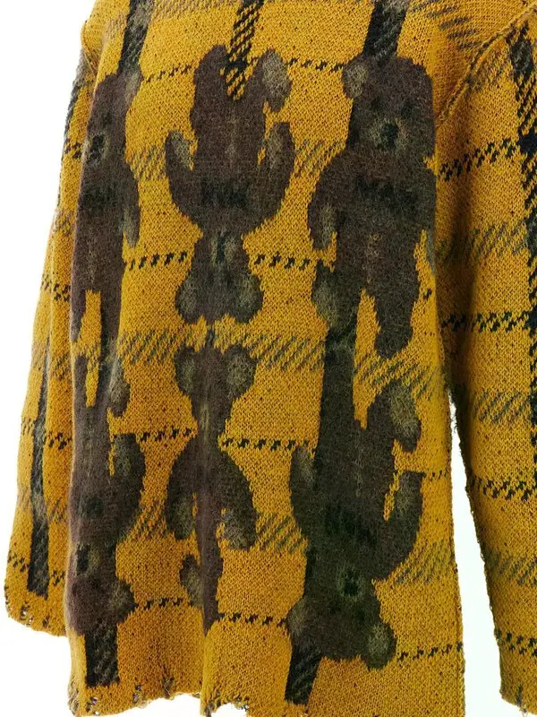 Junya Watanabe Bear-intarsia Distressed Sweater