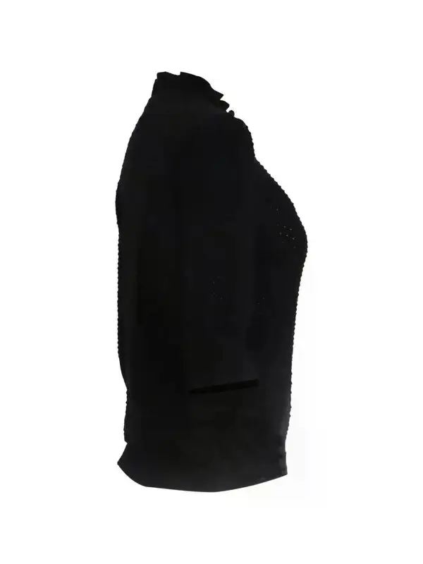GANNI Ruffled Knitted Blouse - Black