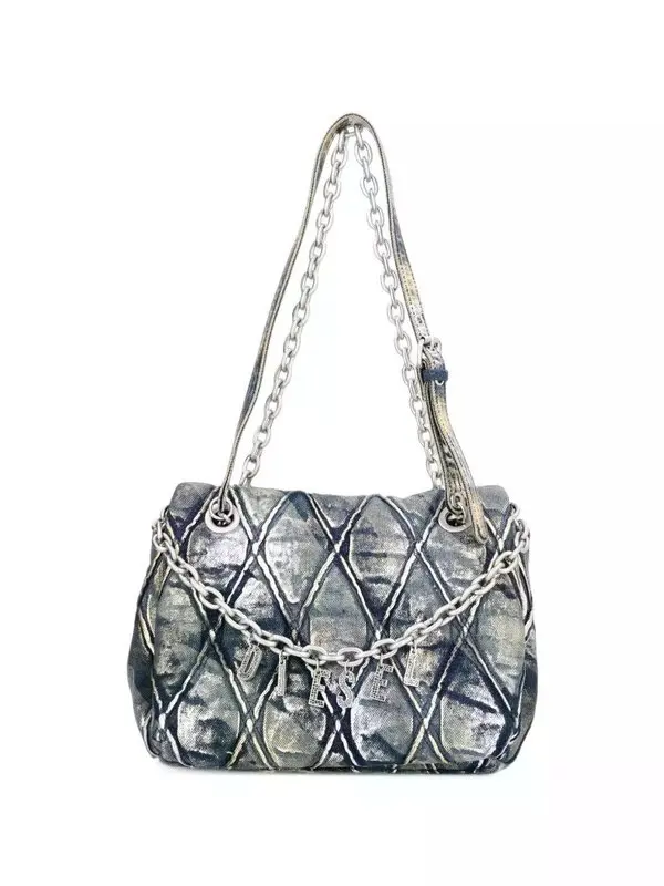 DIESEL® Charm-d Shoulder Bag In Metallic-foil Denim - Blue
