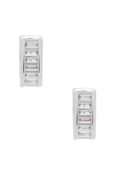 DEHANCHE Crystal Baguette Huggie Earrings