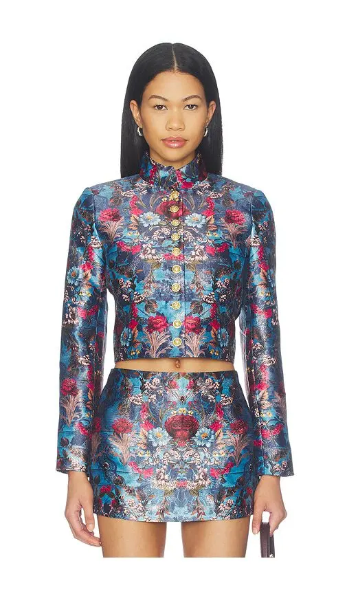 Alice + Olivia Emerson Jacquard Military Jacket - Multi