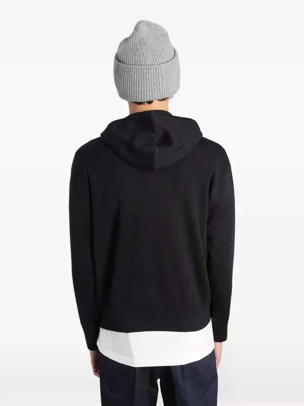 LOW BRAND Zip-up Drawstring Hoodie - Blue