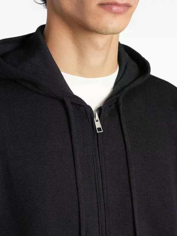 LOW BRAND Zip-up Drawstring Hoodie - Blue