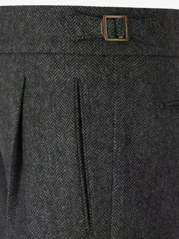 BERWICH Herringbone Pleated Trousers
