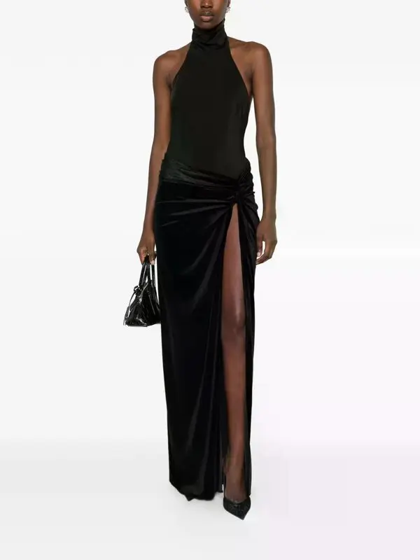 Andamane Halterneck Open-back Bodysuit Maxi Dress