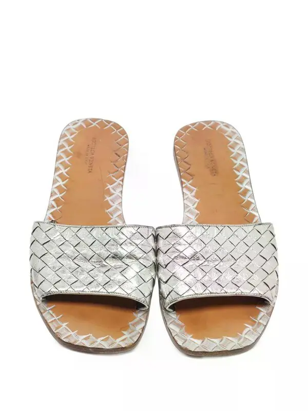 Bottega Veneta Ravello Intrecciato Flat Slides