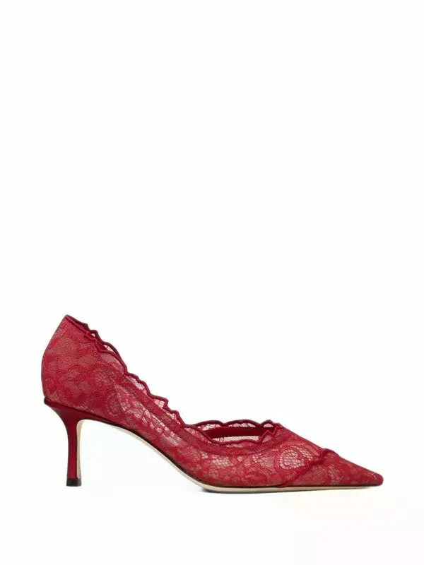 JIMMY CHOO Faiz Lace-overlay Pumps - Red