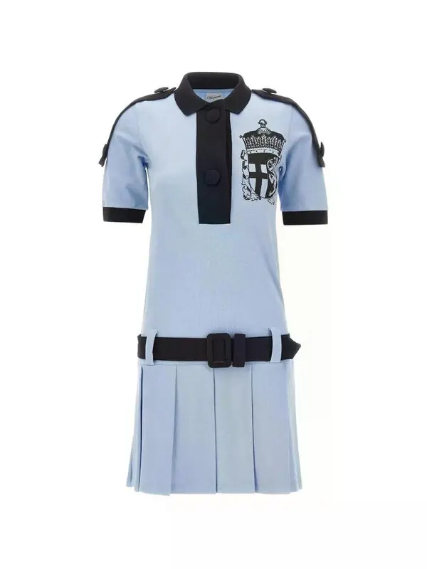 Vaquera Crest Pleated Belted Mini Dress