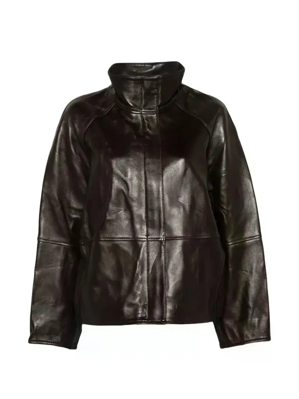 Soeur Gamma Raglan Jacket In Glazed Leather - Red