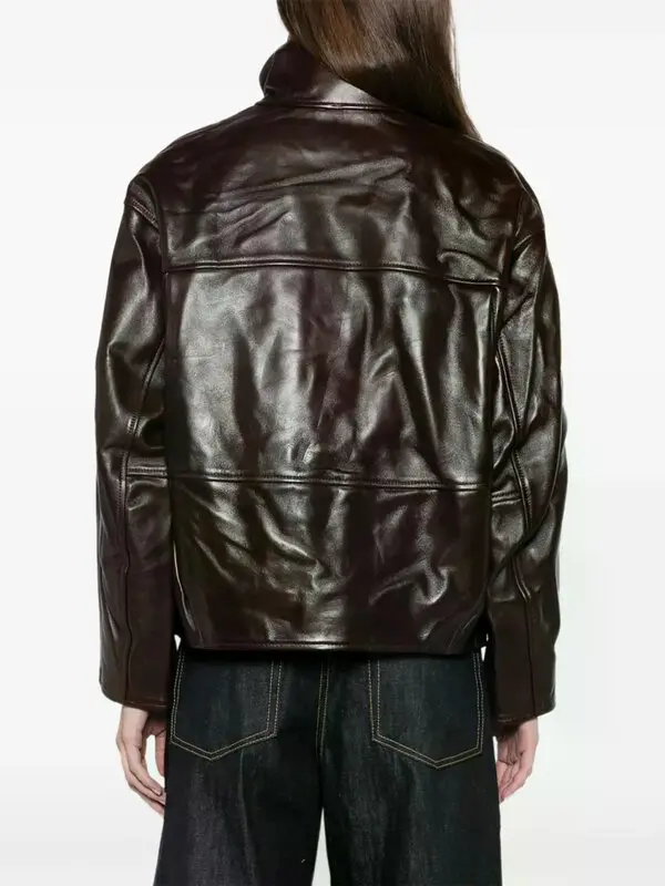 Soeur Gamma Raglan Jacket In Glazed Leather